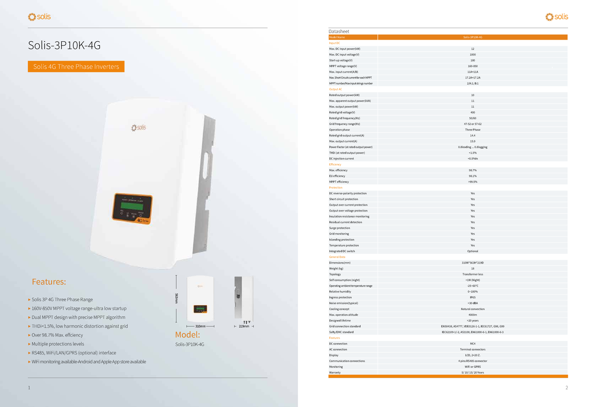 Solis 3P 10kW Datasheet: Key Specs & Features Overview - Studocu