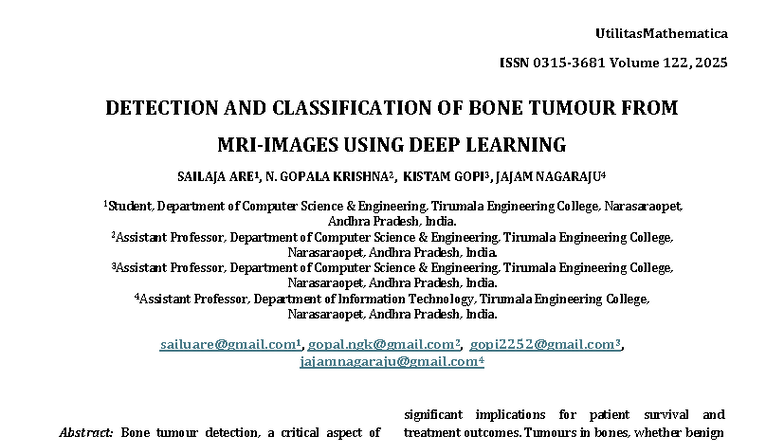 Detection and Classification of Bone Tumours from MRI Images Using Deep ...