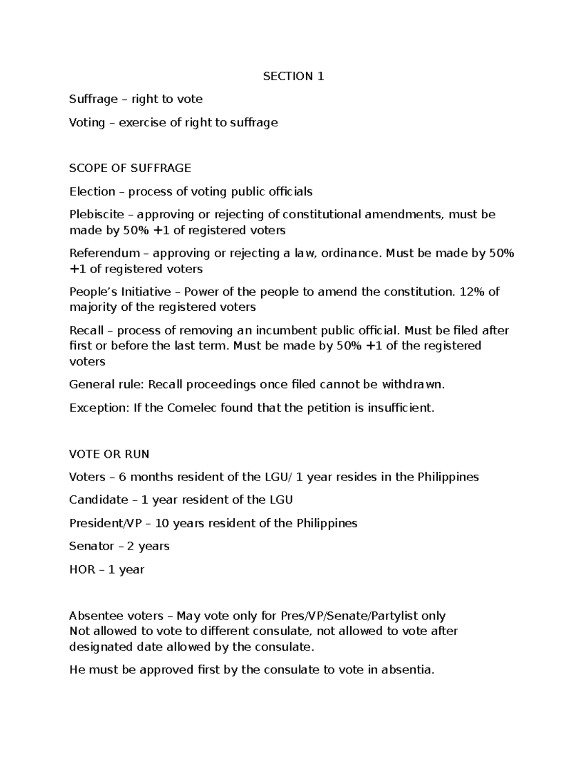 Suffrage Rights and Election Processes: A Comprehensive Review (POL 101 ...