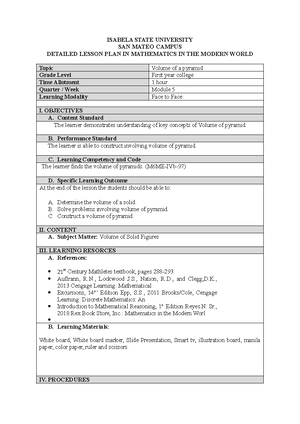 20. Statistics - Lesson Plan No. 20: INTRODUCTION TO STATISTICS JANUARY ...