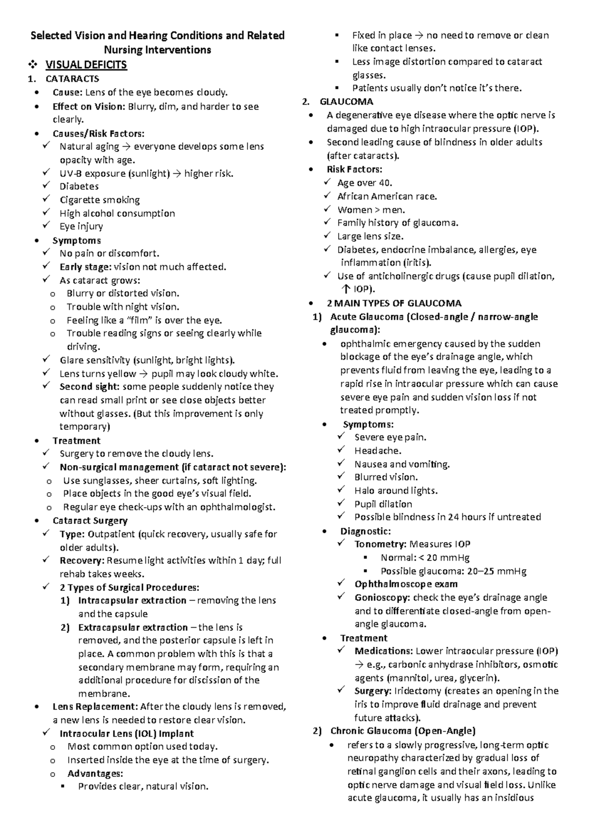 Nursing Interventions for Vision & Hearing Conditions: A Comprehensive ...