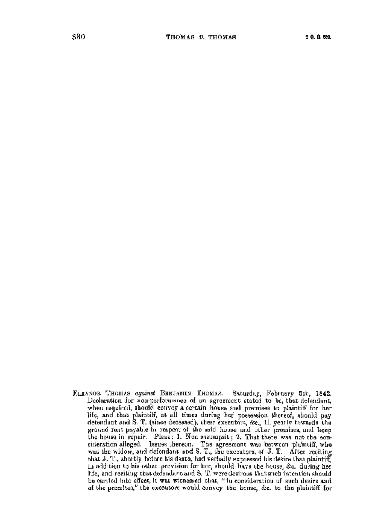 Eleanor Thomas v. Benjamin Thomas (1842) Case Study Analysis - Studocu