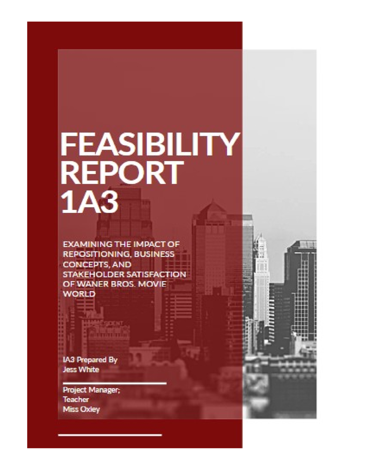 Feasibility Report Template for Movie World Operations Analysis - Studocu