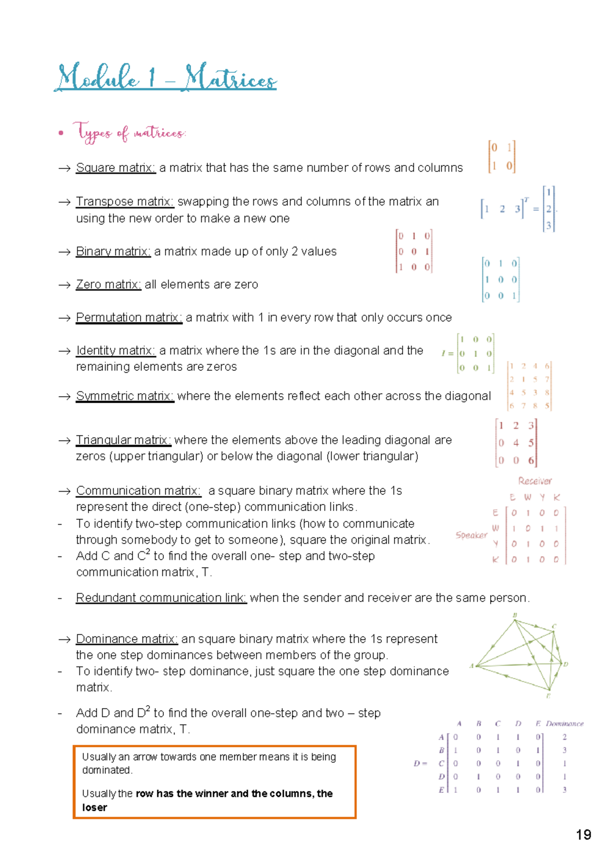 Matrices Module 1: Types, Operations, and Applications - Studocu