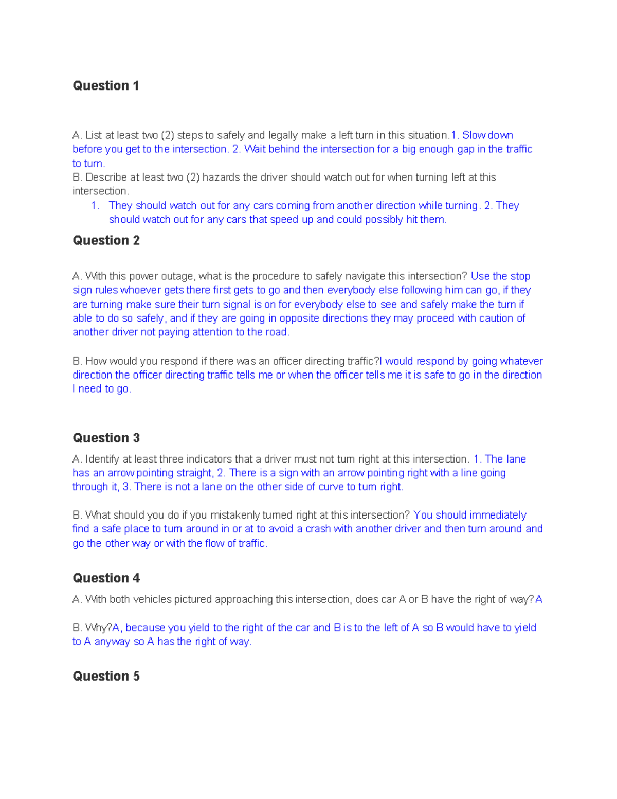 Drivers Ed 4.5 Assignment: Safe Turning & Intersection Rules - Studocu