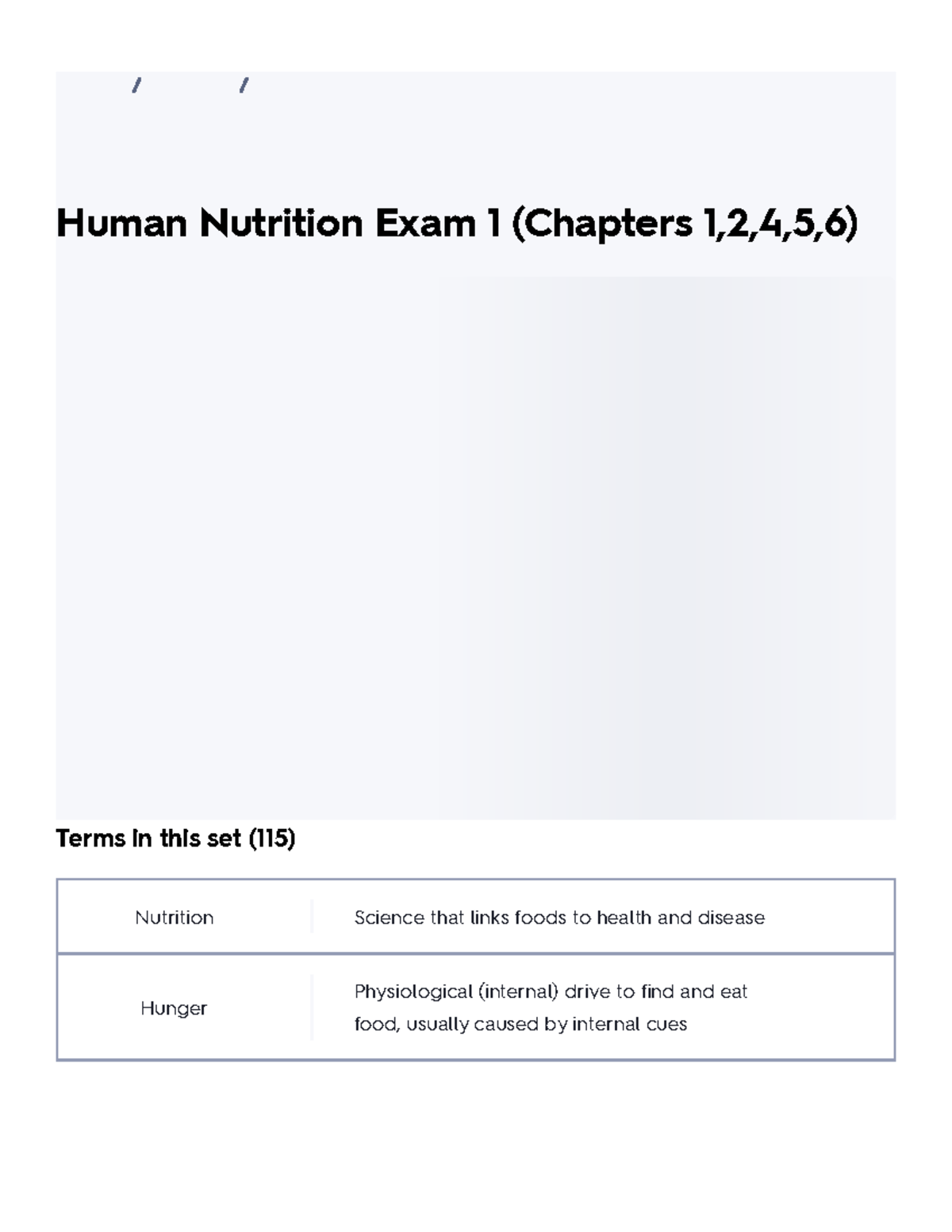 Human Nutrition Exam 1 (Ch. 1, 2, 4-6) Essential Terms Flashcards - Studocu