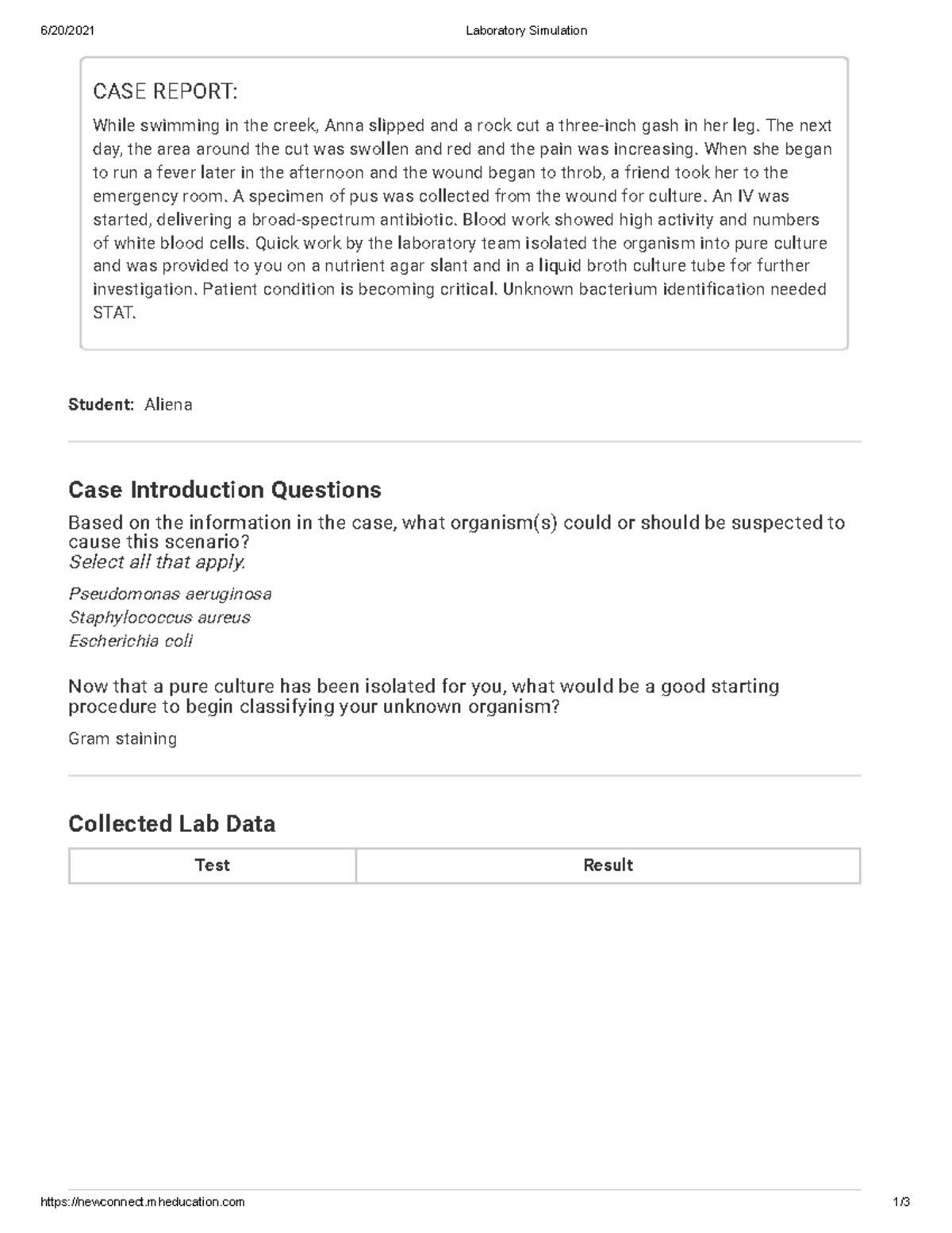 Bacterial Identification Case Report: Unknown Specimen Analysis - Studocu