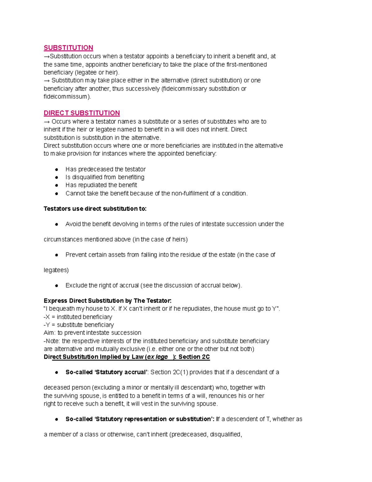 LAW 302: Substitution in Wills - Concepts and Regulations - Studocu