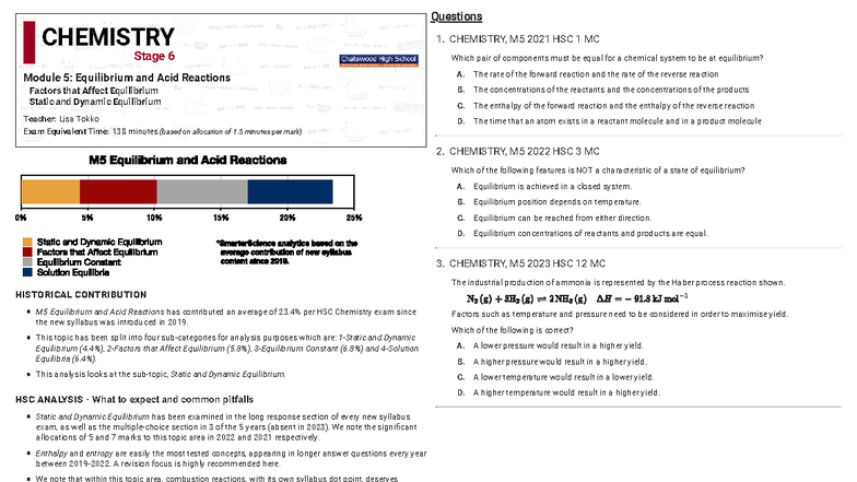 CHEM M5 Review Questions - Module 5: Equilibrium and Acid Reactions ...