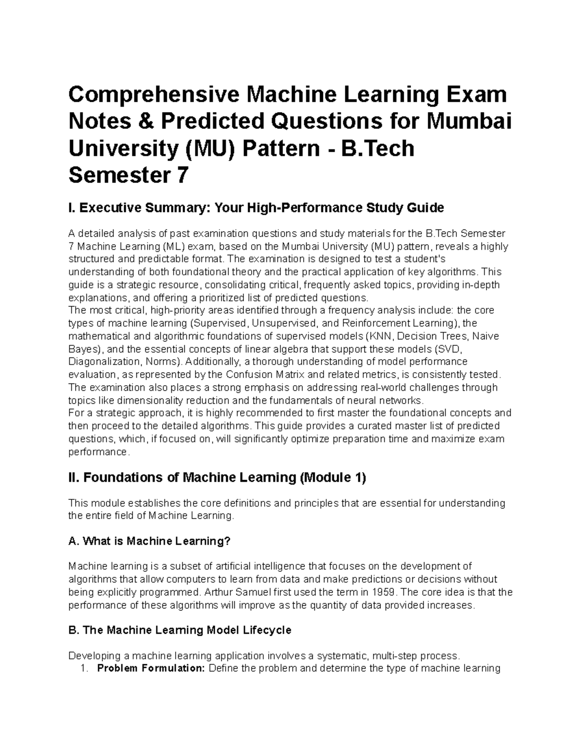 Machine Learning (ML) Exam Notes & Predicted Questions for MU B.Tech ...