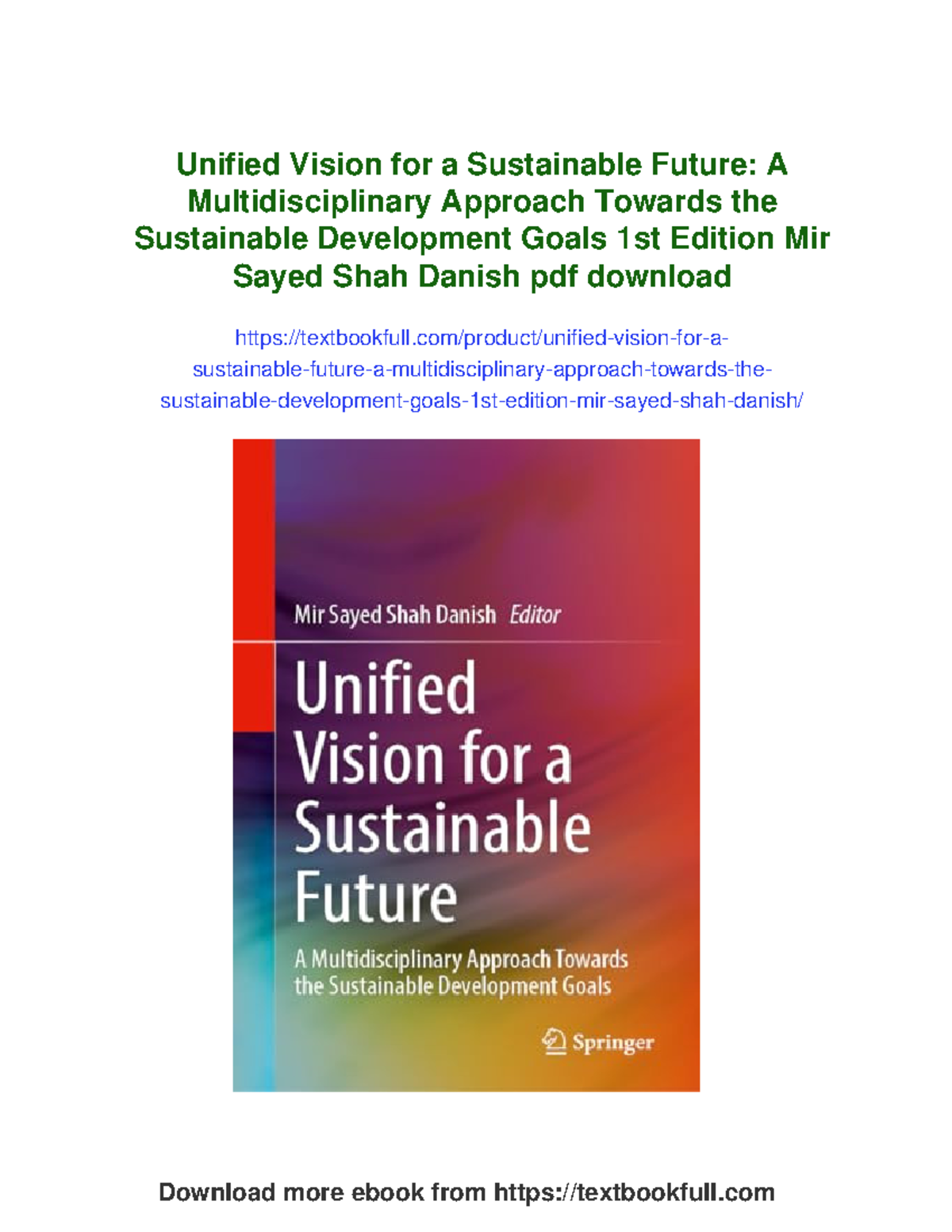 Unified Vision for a Sustainable Future: Multidisciplinary Approaches ...