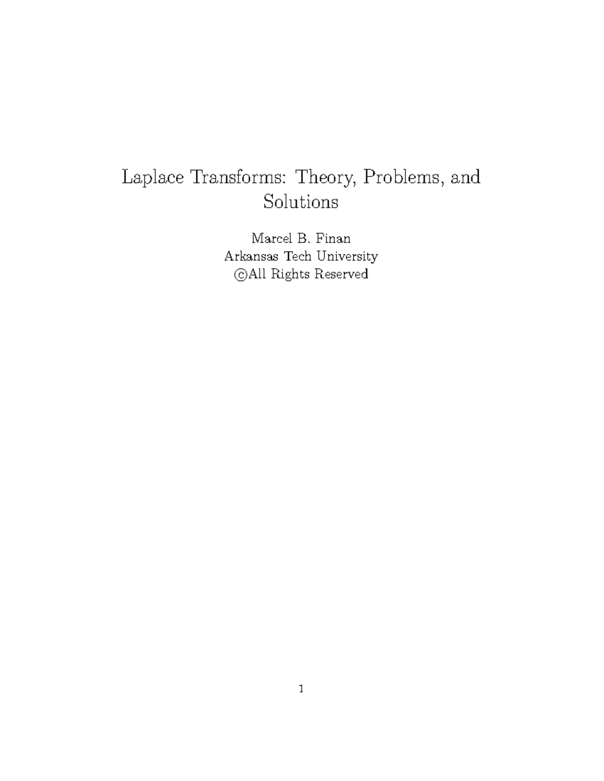 MAT 193 Laplace Transform Examples: Theory and Problem Solutions - Studocu