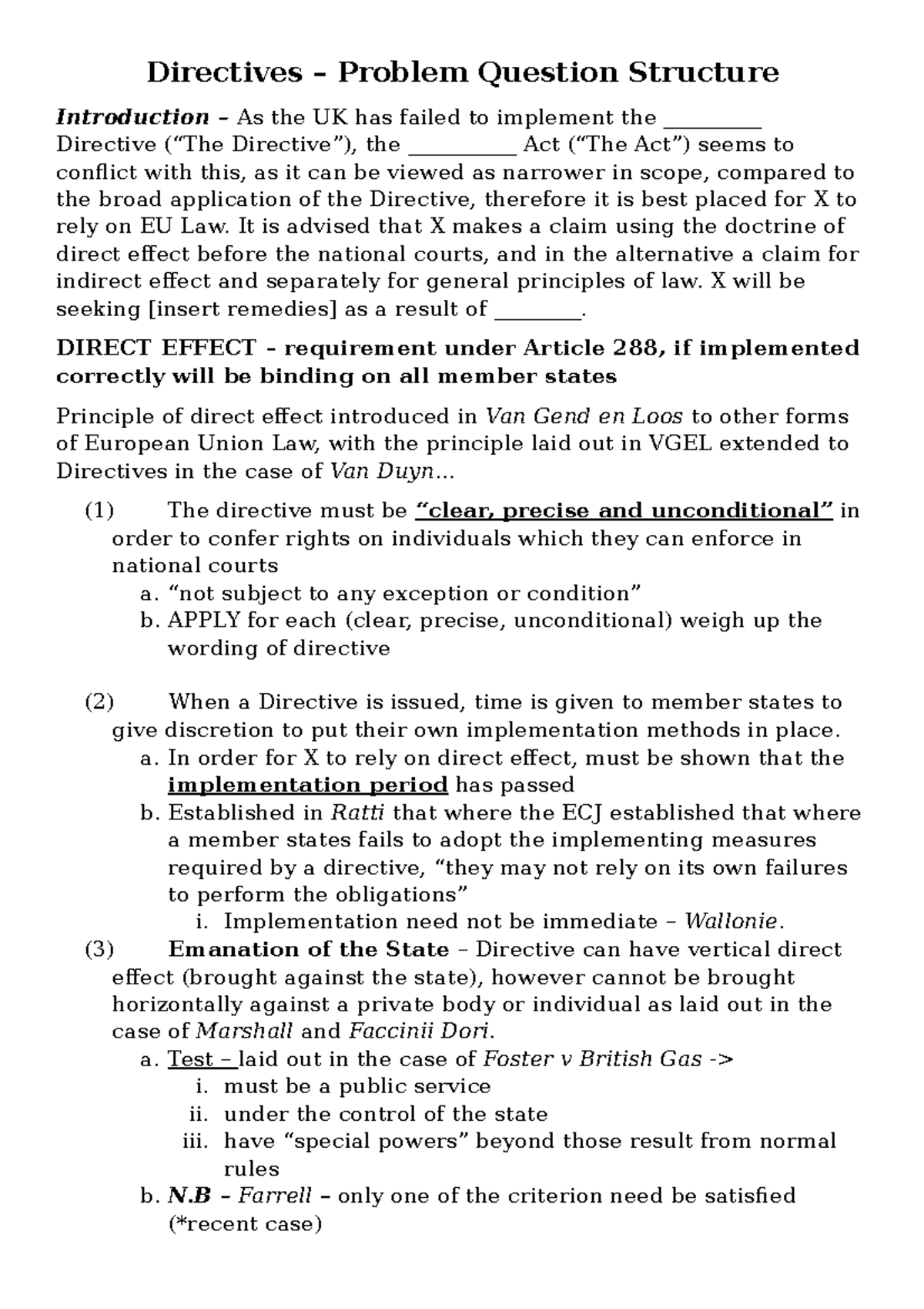 Directives Direct Effect Problem Question - Directives – Problem ...