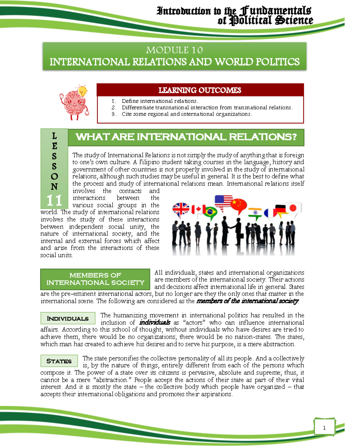 Module 10 - International Relations and Diplomacy - of Political ...