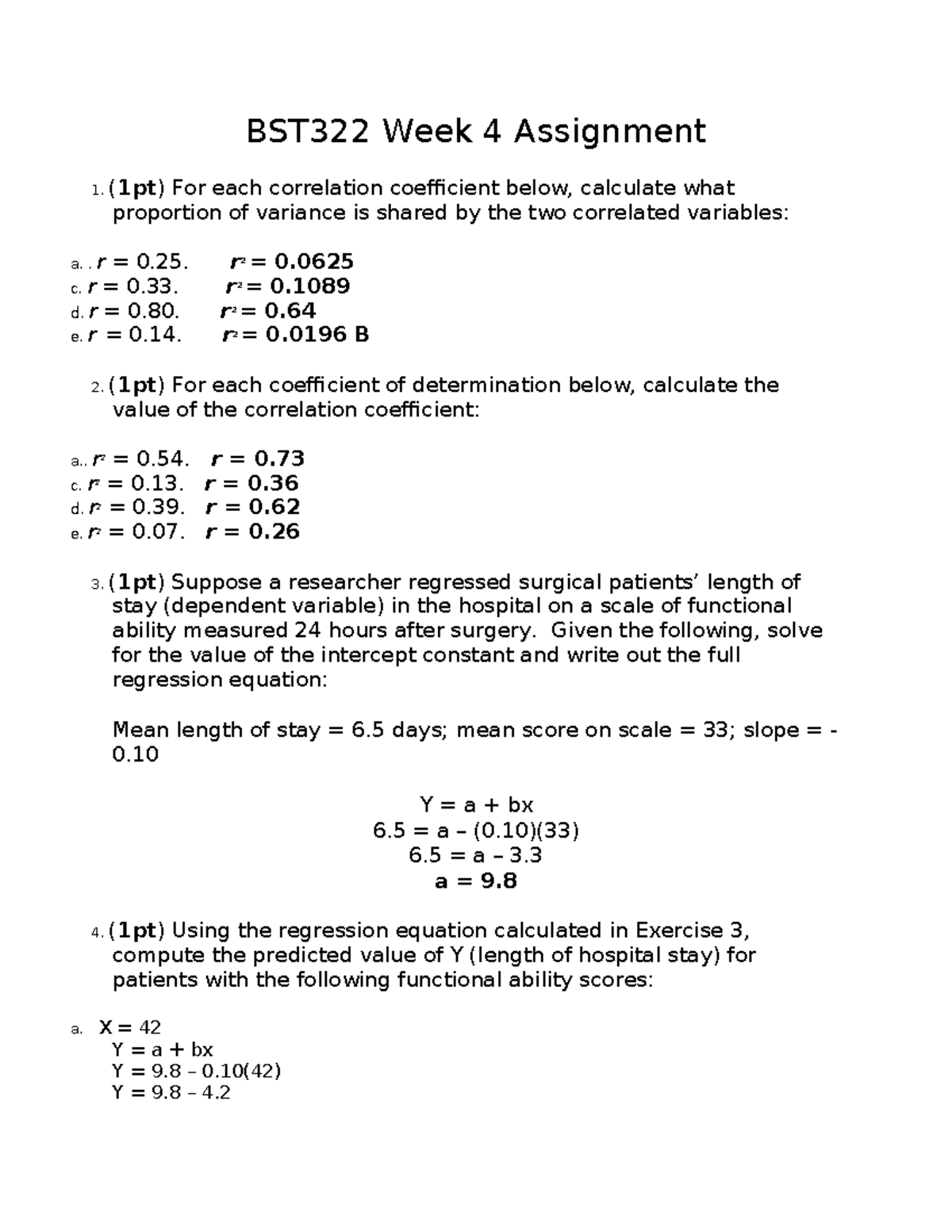 Bst322 Week 4 Assignment Bst322 Week 4 Assignment 1 1pt For Each Correlation Coefficient