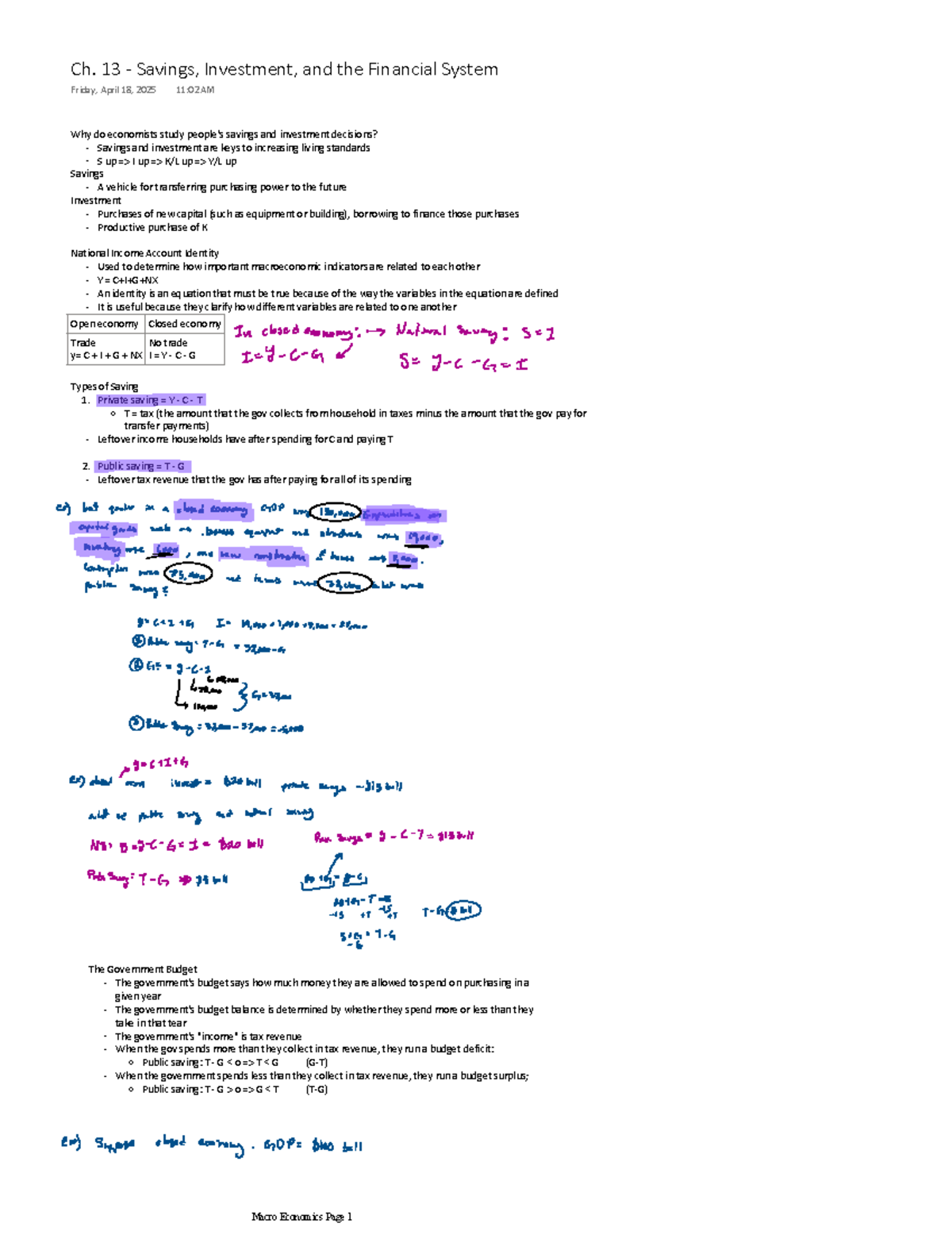 Macro Econ Ch. 13 - Savings, Investment, and Financial System Insights ...