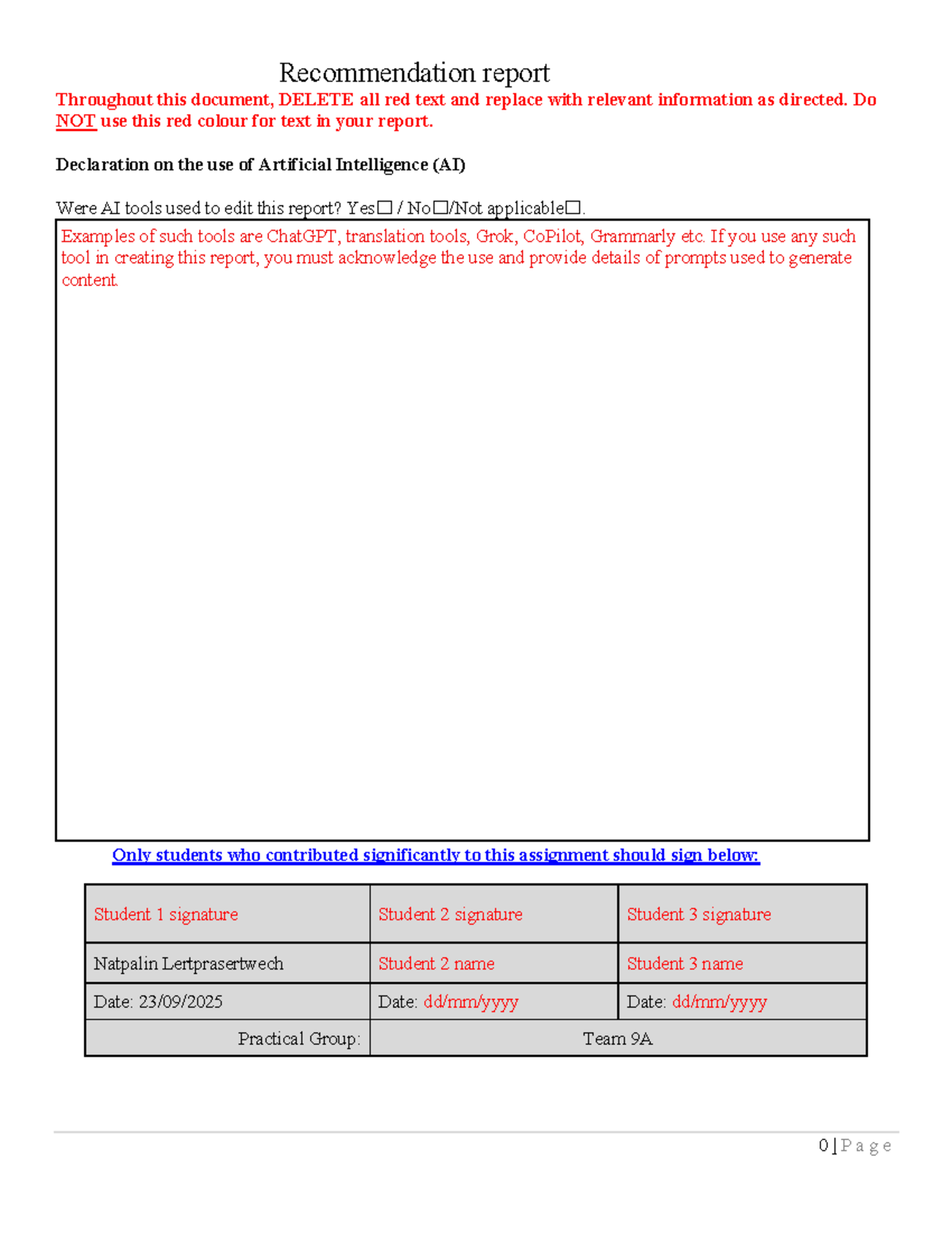 Recommendation Report for Assignment 2 - Team 9A - Studocu