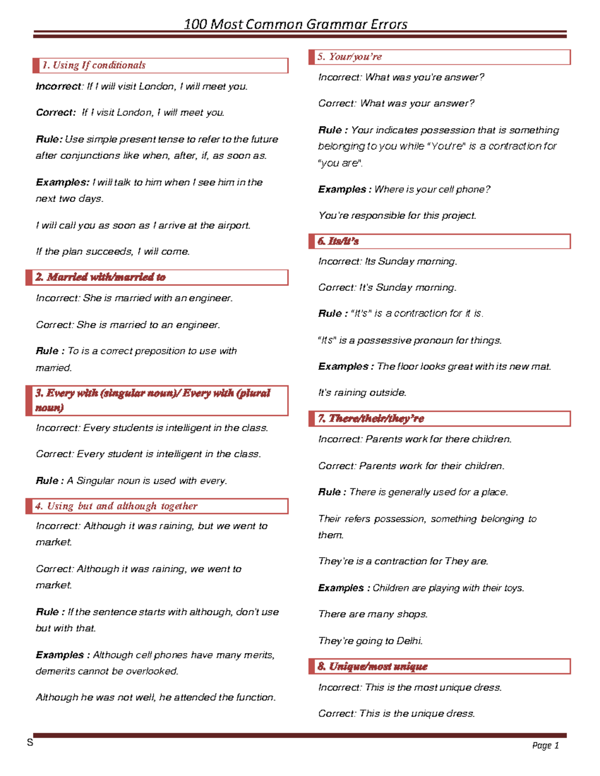 Advanced-Guidelines for Common Grammar Mistakes and Corrections - Studocu