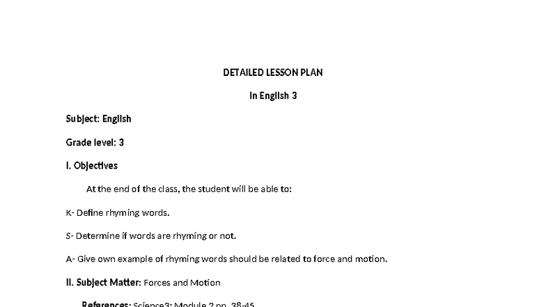 Mariel-English - Educational purposes - DETAILED LESSON PLAN In English ...