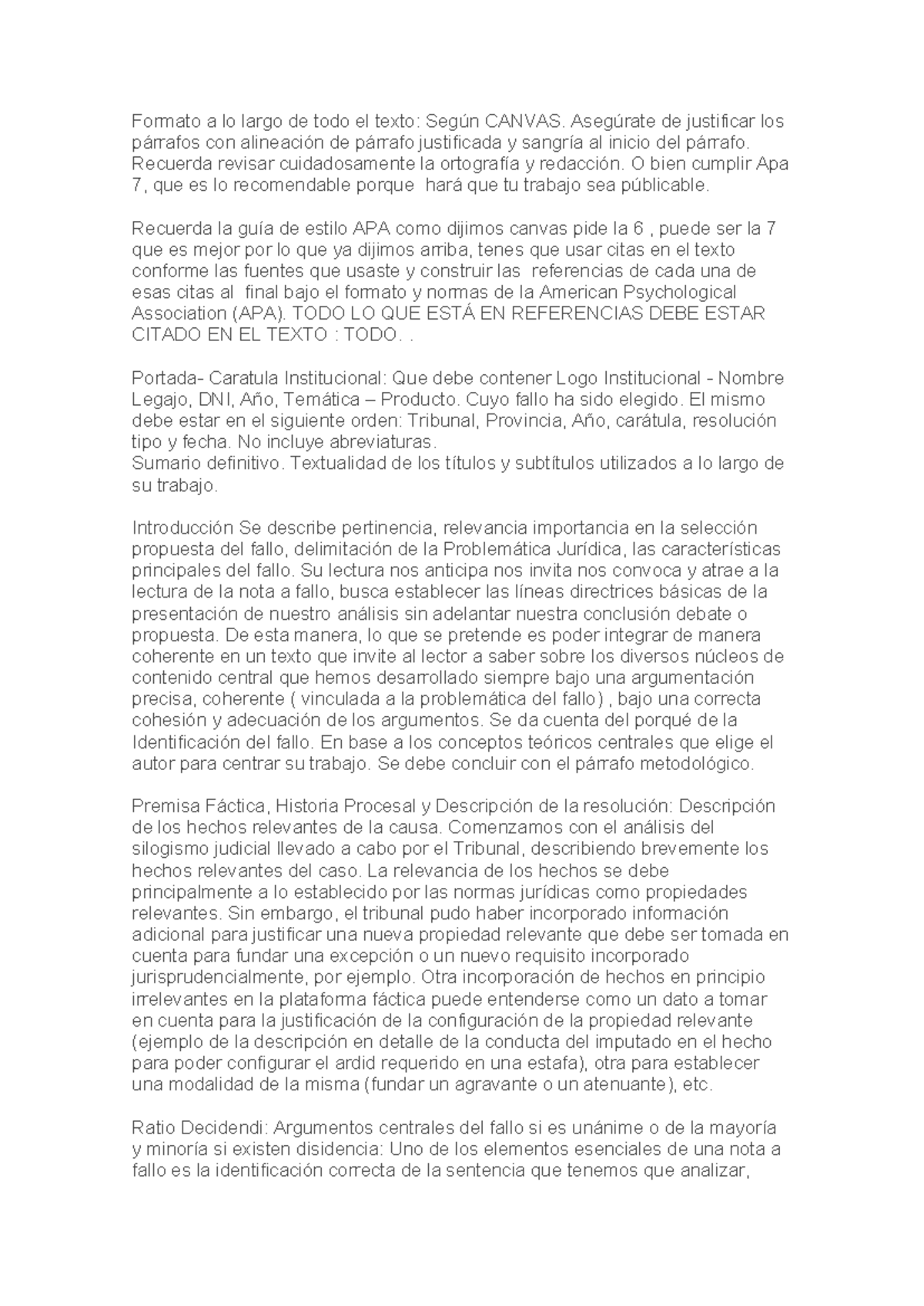 Formato de Nota al Fallo: Guía APA 7 para Análisis Jurídico - Studocu
