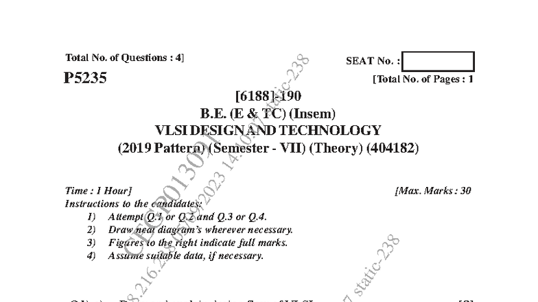 Sep 2023 - VLSI Design & Technology Insem Paper (404182) - Studocu