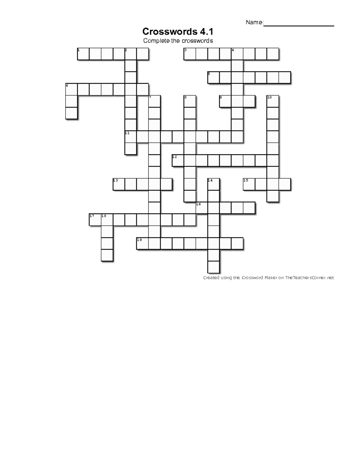 Crosswords 4.1: Complete the Crossword Puzzle 1-19 - Studocu