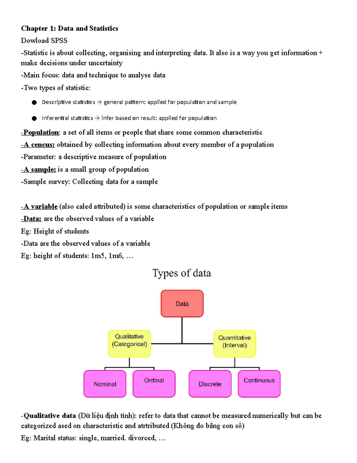 Chapter 1: Data and Statistics - Business Statistics Notes - Studocu
