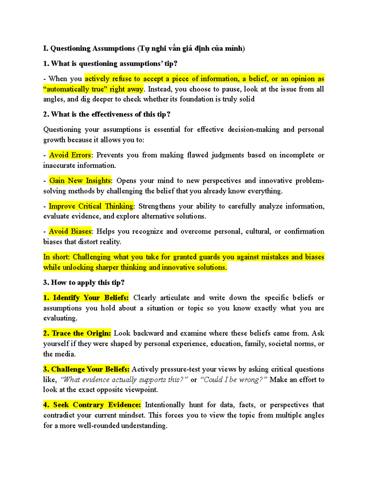 ND-TT-LRLM - Questioning Assumptions for Personal Growth - Studocu