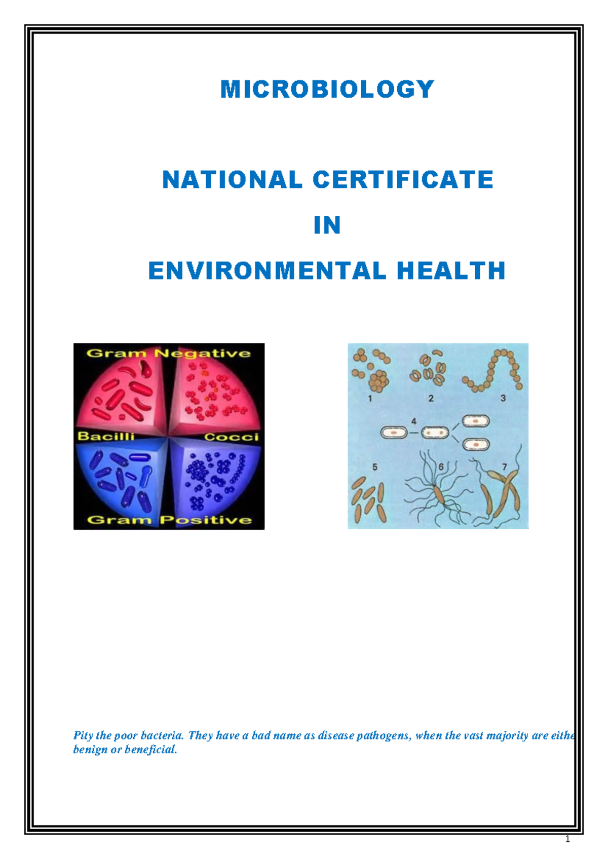 Microbiology Module for National Certificate in Environmental Health ...