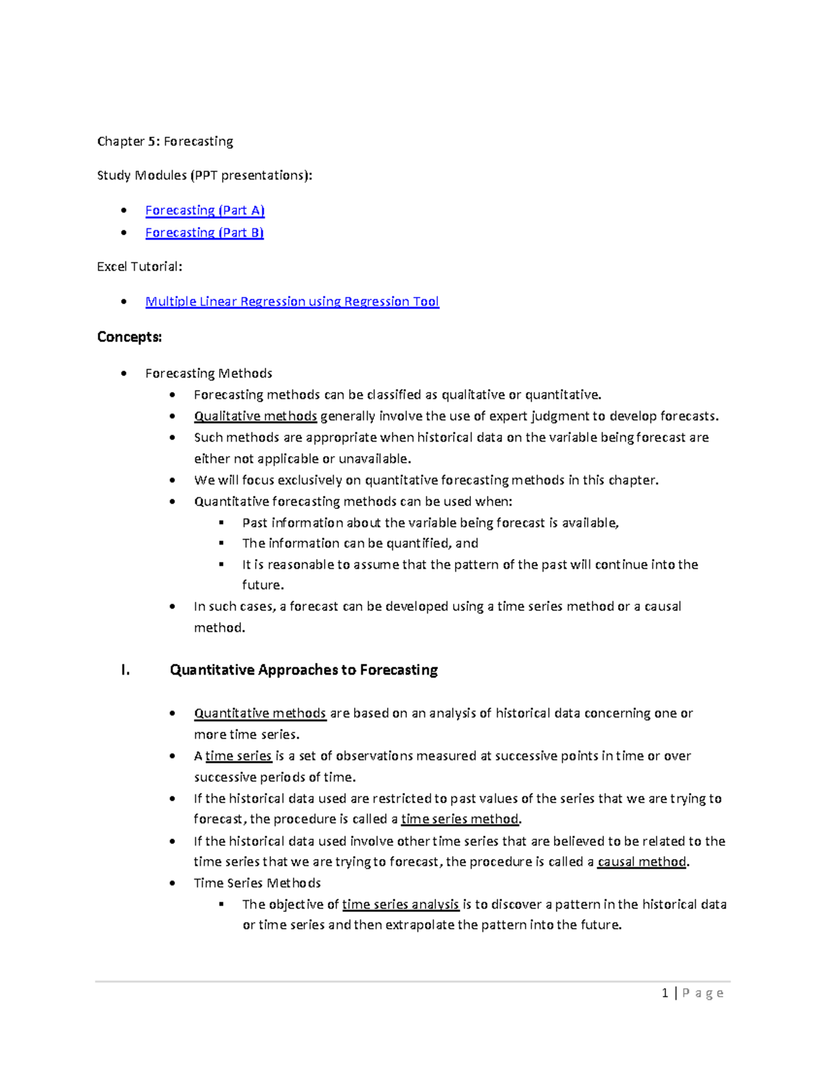 Ch5 Forecasting Methods & Techniques: Key Insights and Tools - Studocu