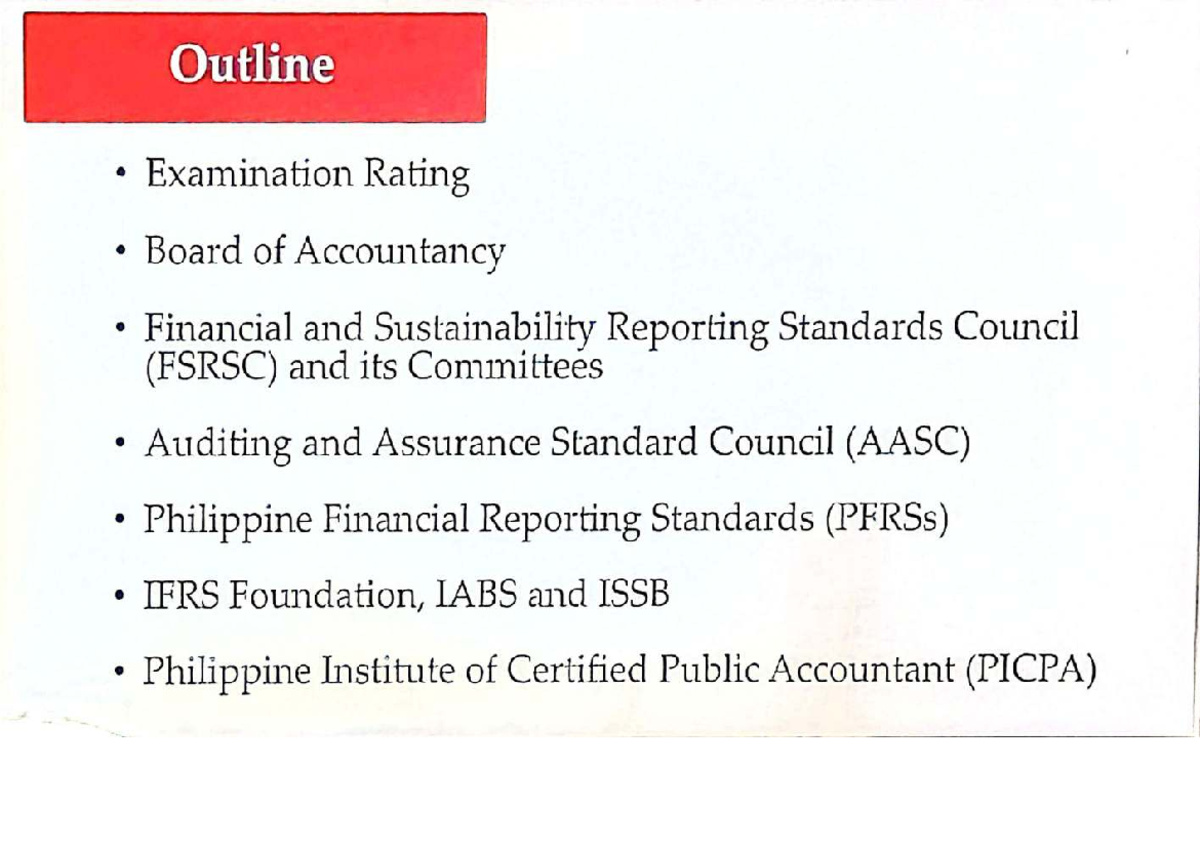 PE2 - Outline of the Philippine Financial Reporting Standards and BOA ...