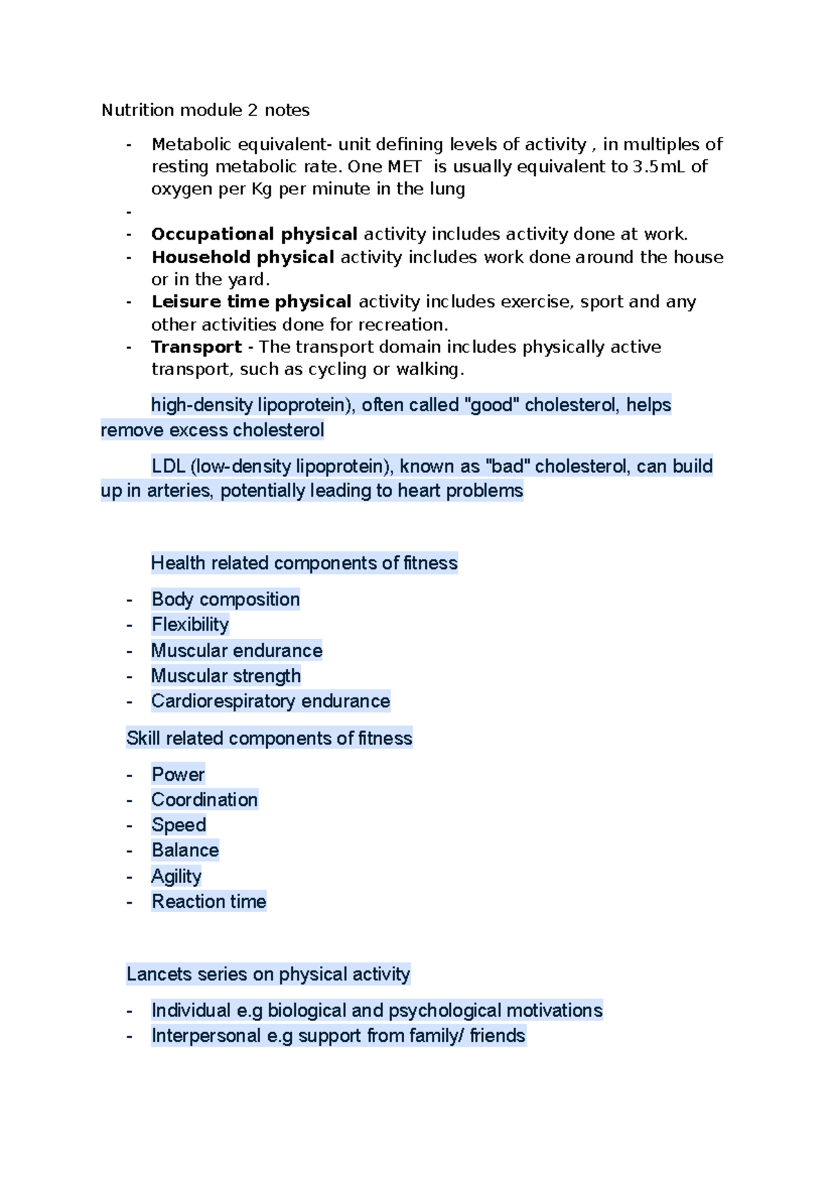 Nutrition module 2 notes: Understanding metabolic rates and activity ...