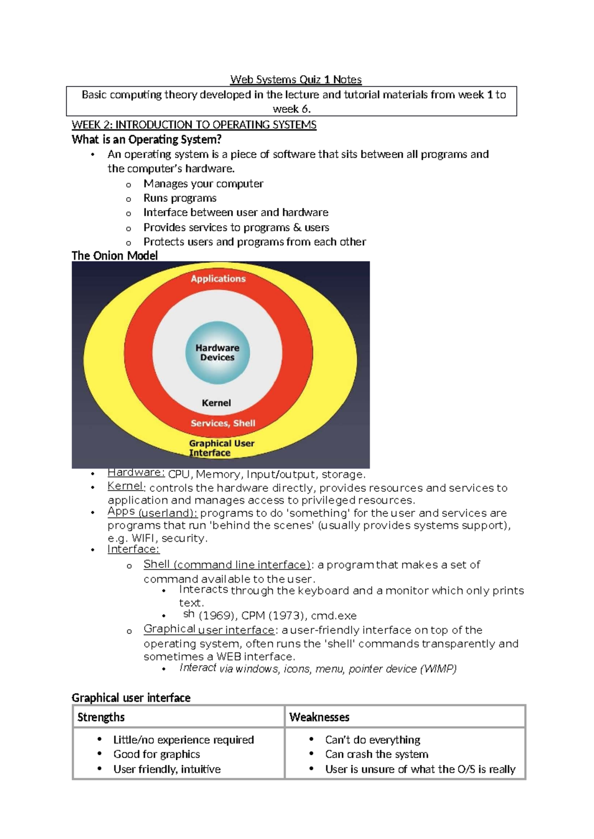Web system quiz 1 notes (my notes) - Web Systems Quiz 1 Notes WEEK 2 ...