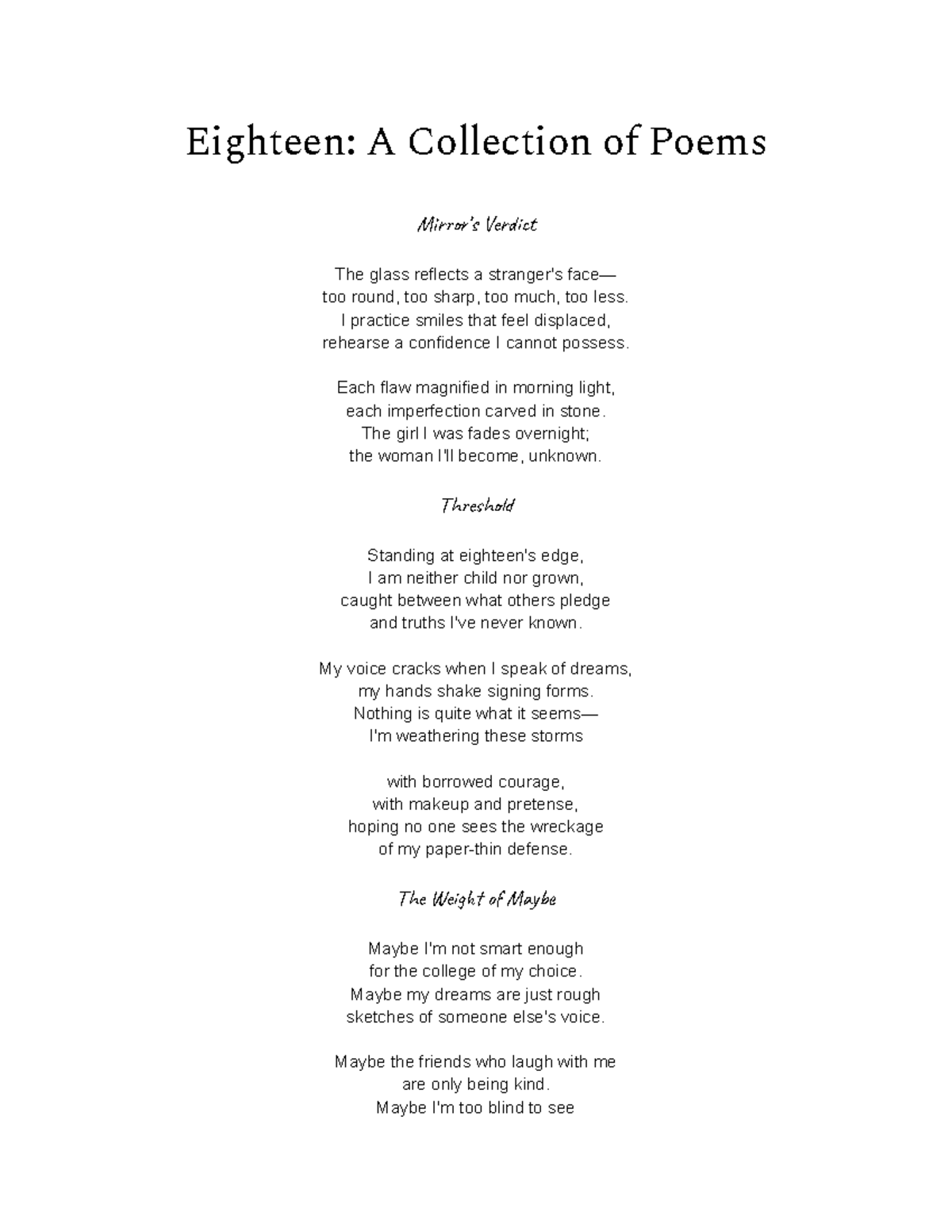 Eighteen: A Collection of Poems - Reflections on Growth and Identity ...