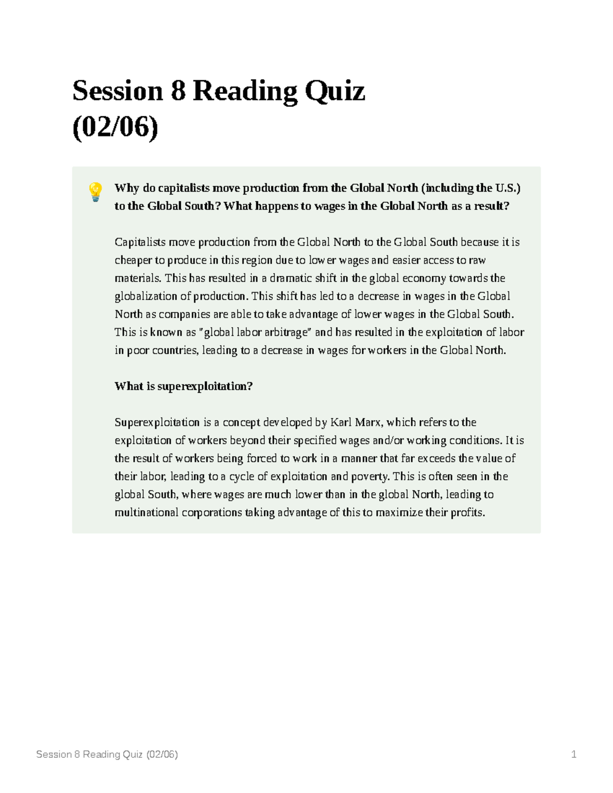 Session 8 Reading Quiz - Session 8 Reading Quiz (02/06) 1 Session 8 ...