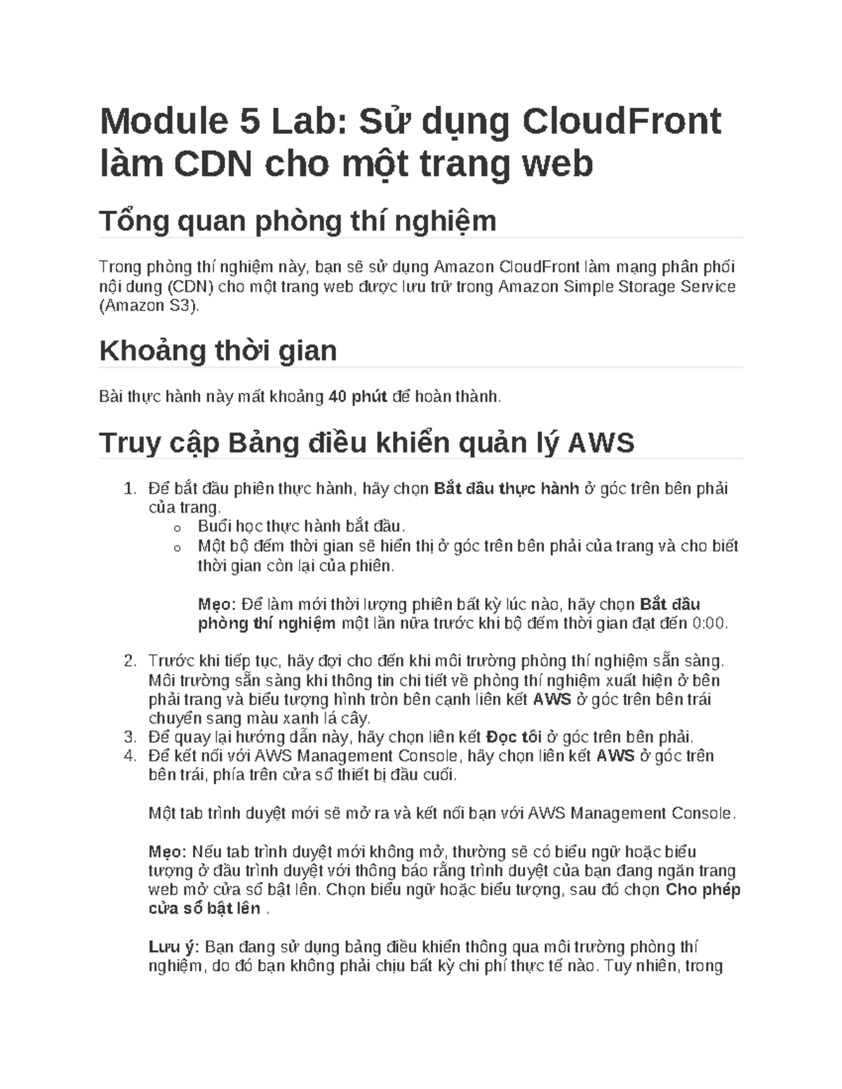 Module 5 Lab - dịch hướng dẫn lab - Module 5 Lab: Sử dụng CloudFront ...