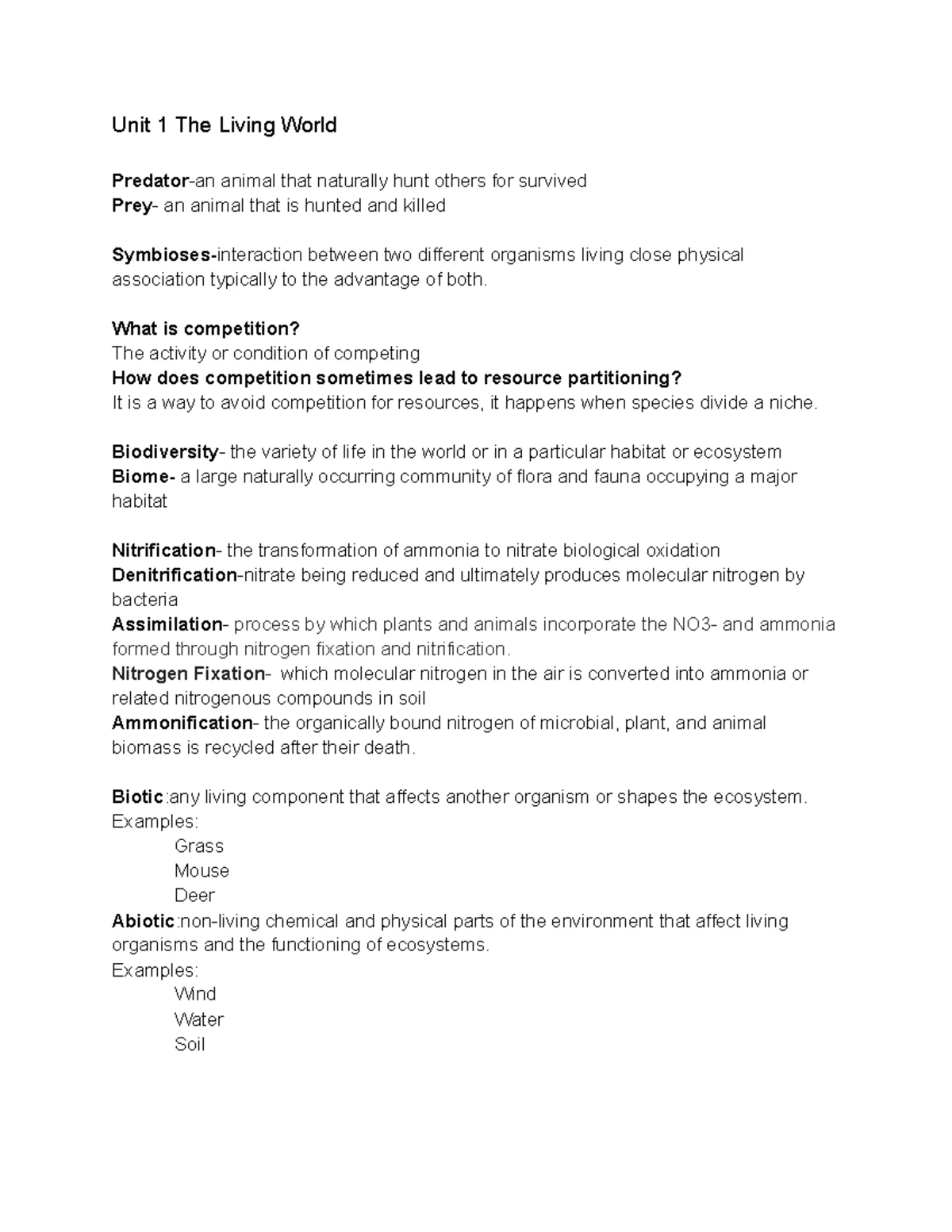APES Unit 0 Study Guide: Introduction to Environmental Science Concepts ...