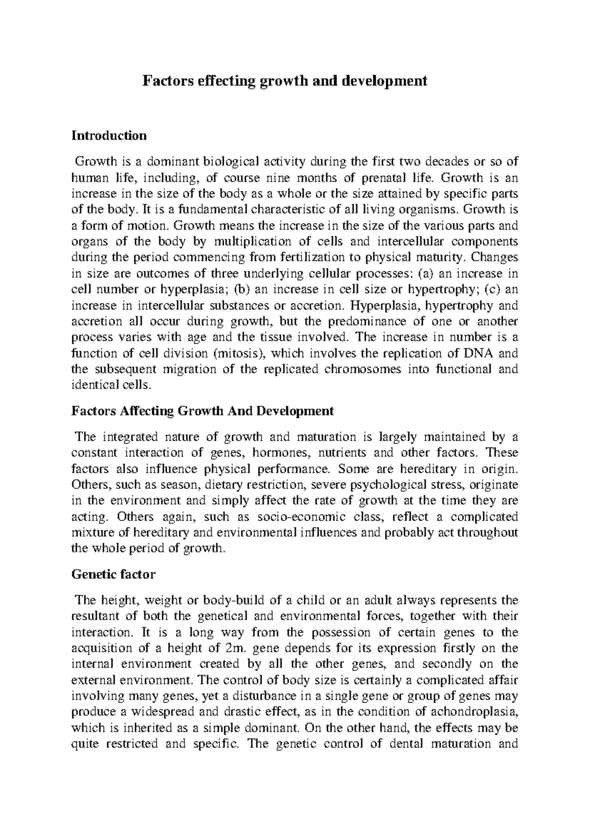 202004: Factors Affecting Growth and Development in Humans - Studocu
