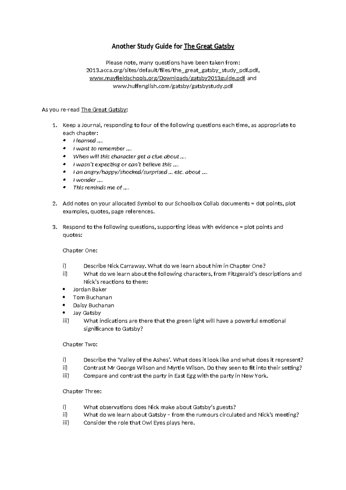 Great Gatsby Study Notes: Comprehensive Guide for ENG 101 - Studocu