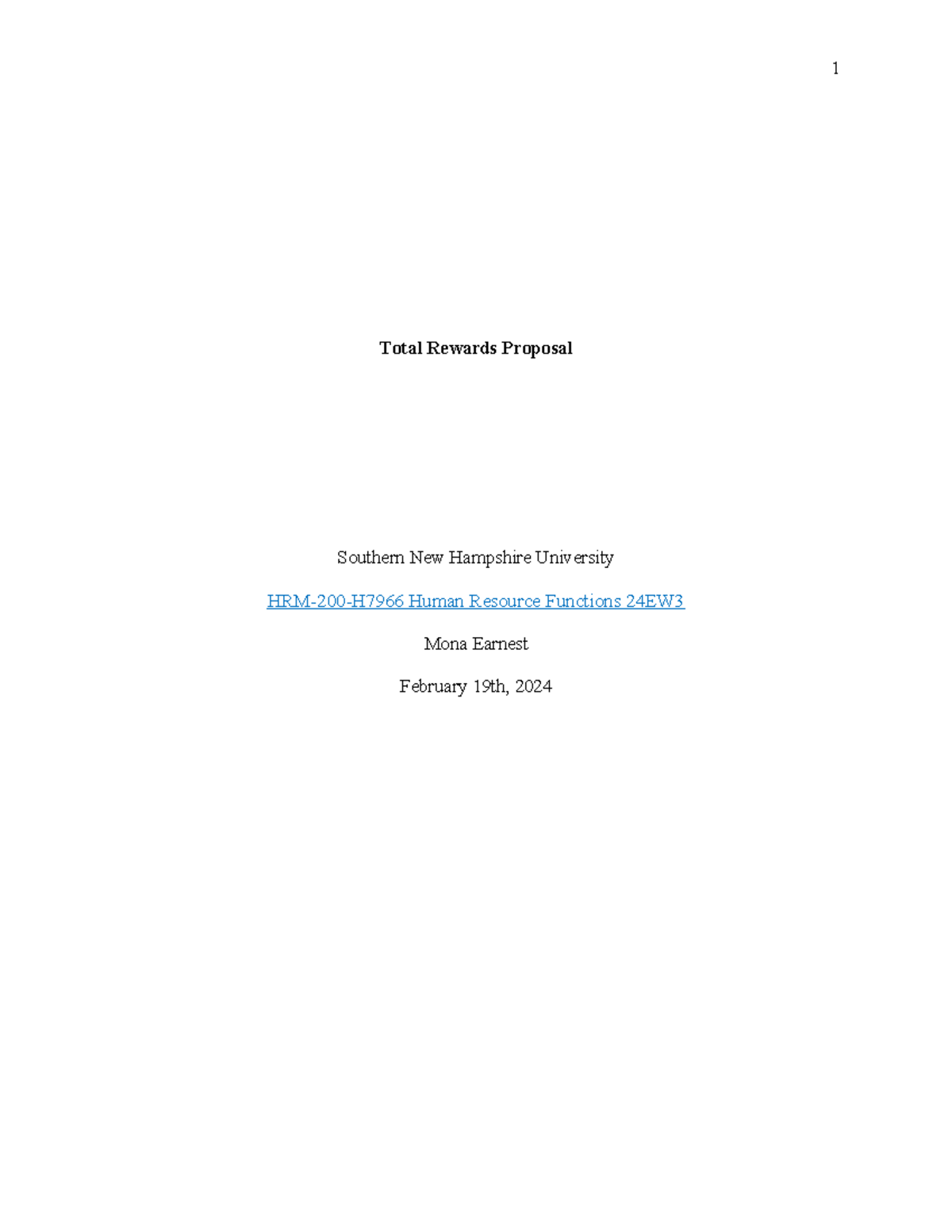 HRM 200 Final Project: Total Rewards Strategy Proposal - Studocu
