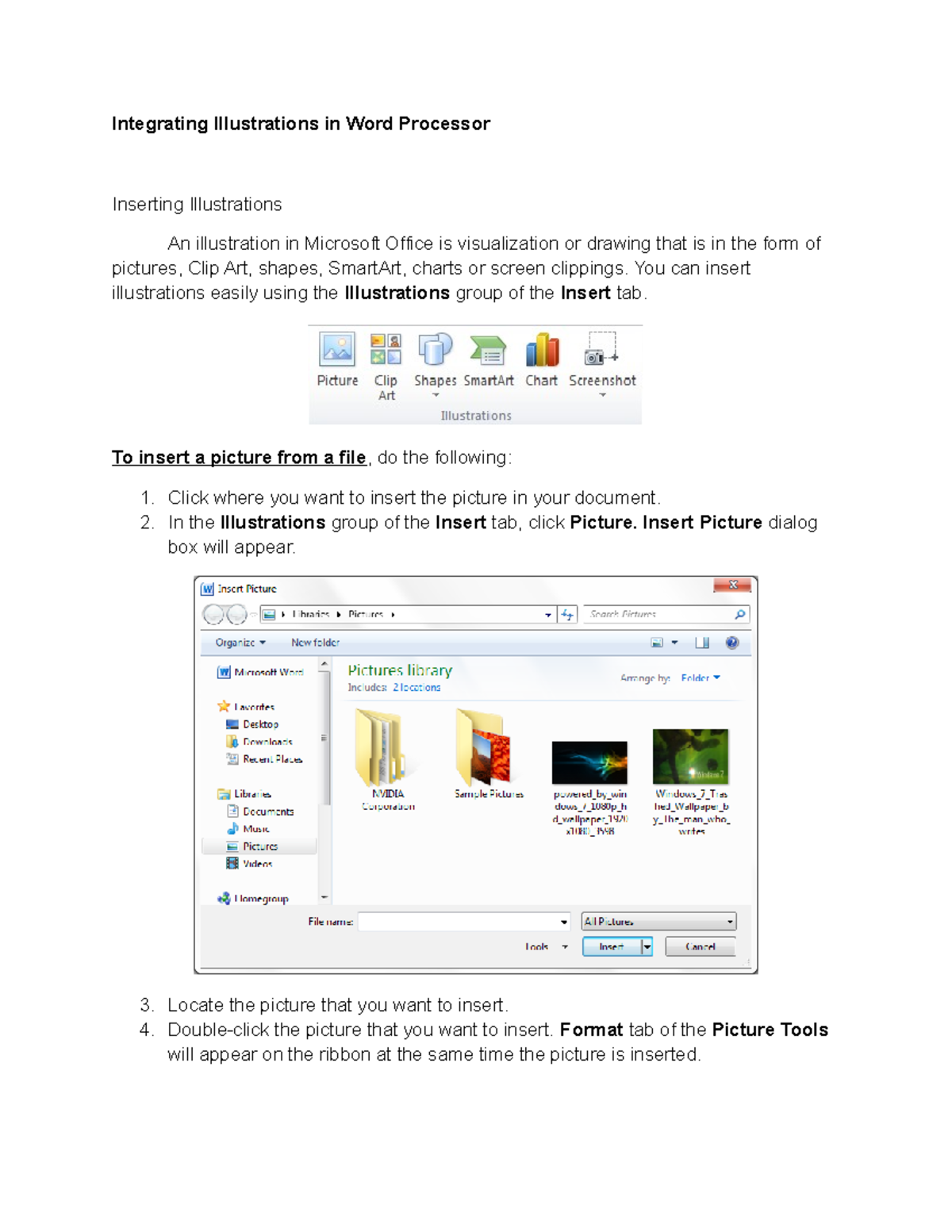 Chapter 2 Lesson 1: Inserting & Formatting Illustrations in Word - Studocu