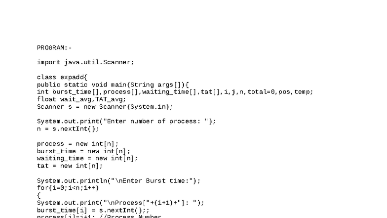 SPOS EXP 3 - ...... - PROGRAM:- import java.util; class expadd{ public ...