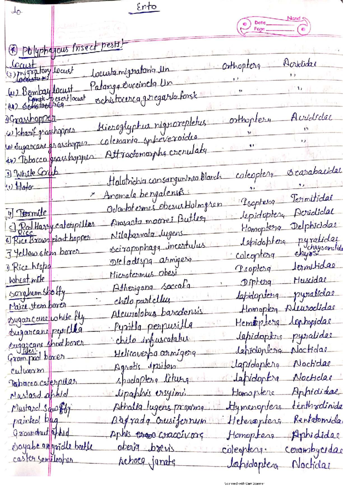 Entomology - Insect Pests Overview and Identification (Course Code: ENTO 101) - Studocu