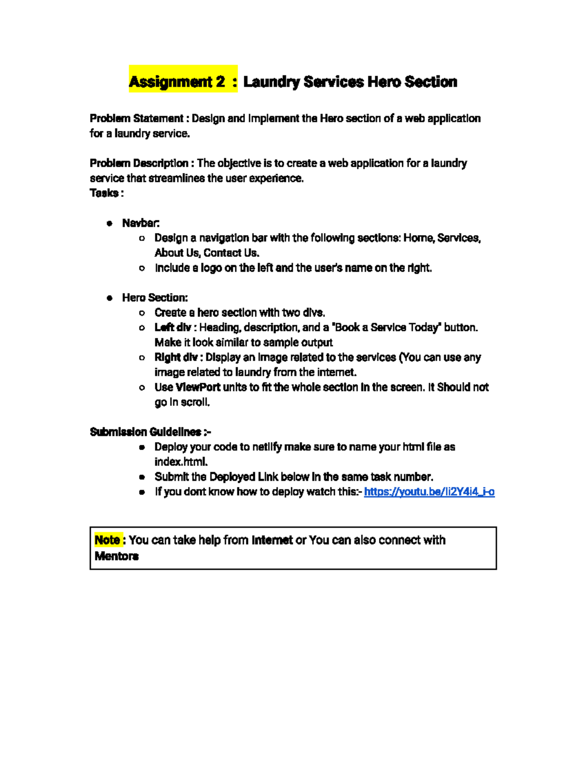 A22 - Assignment 2: Designing a Laundry Service Hero Section - Studocu