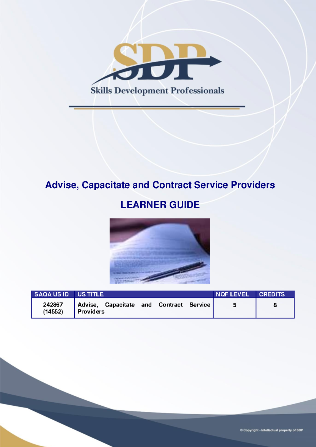 242867 Advise, Capacitate & Contract Service Providers - Learner Guide ...