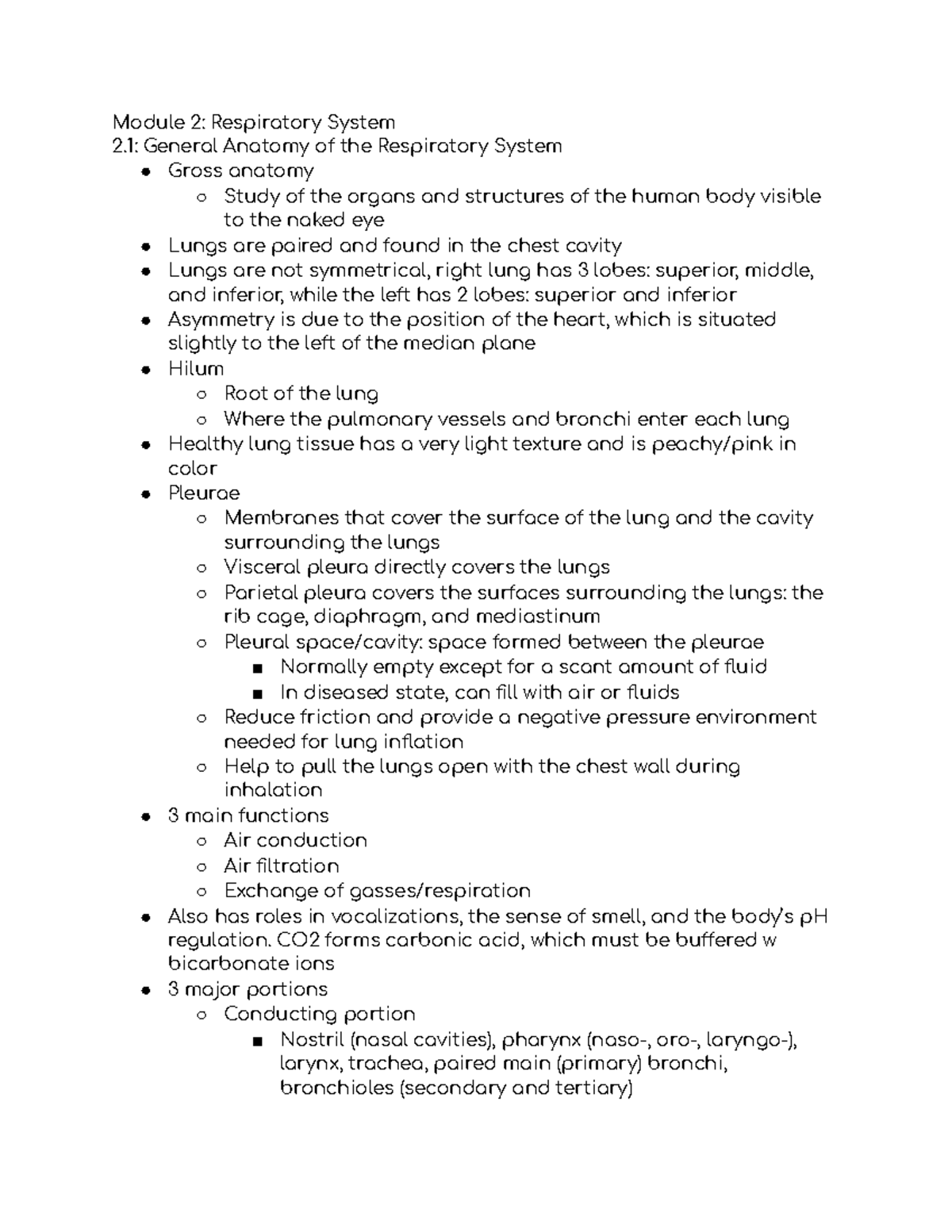 Portage Anatomy and Physiology 1: Module 2 Respiratory System Notes ...