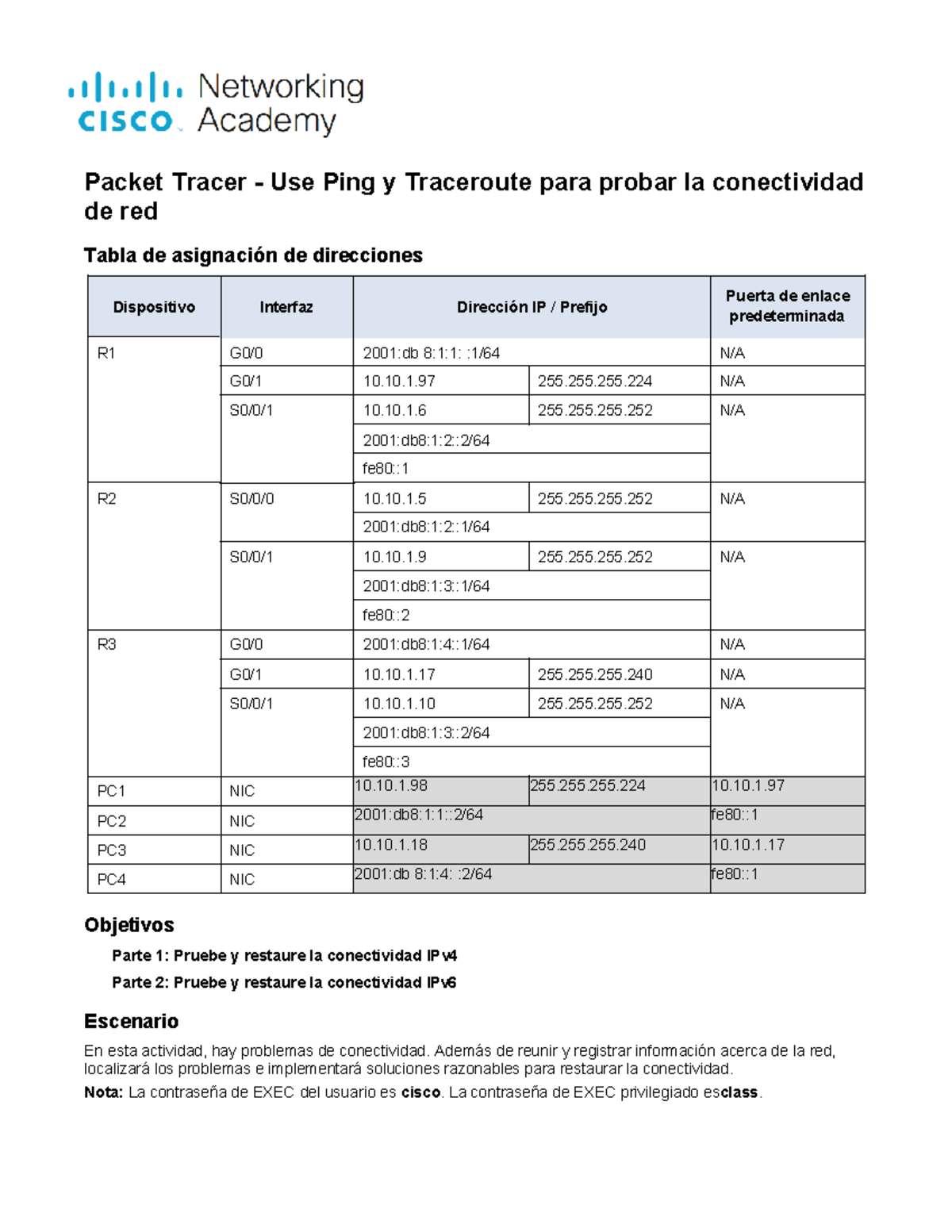 1327 Packet Tracer Use Ping And Traceroute To Test Network Connectivity Es Xl Packet Tracer