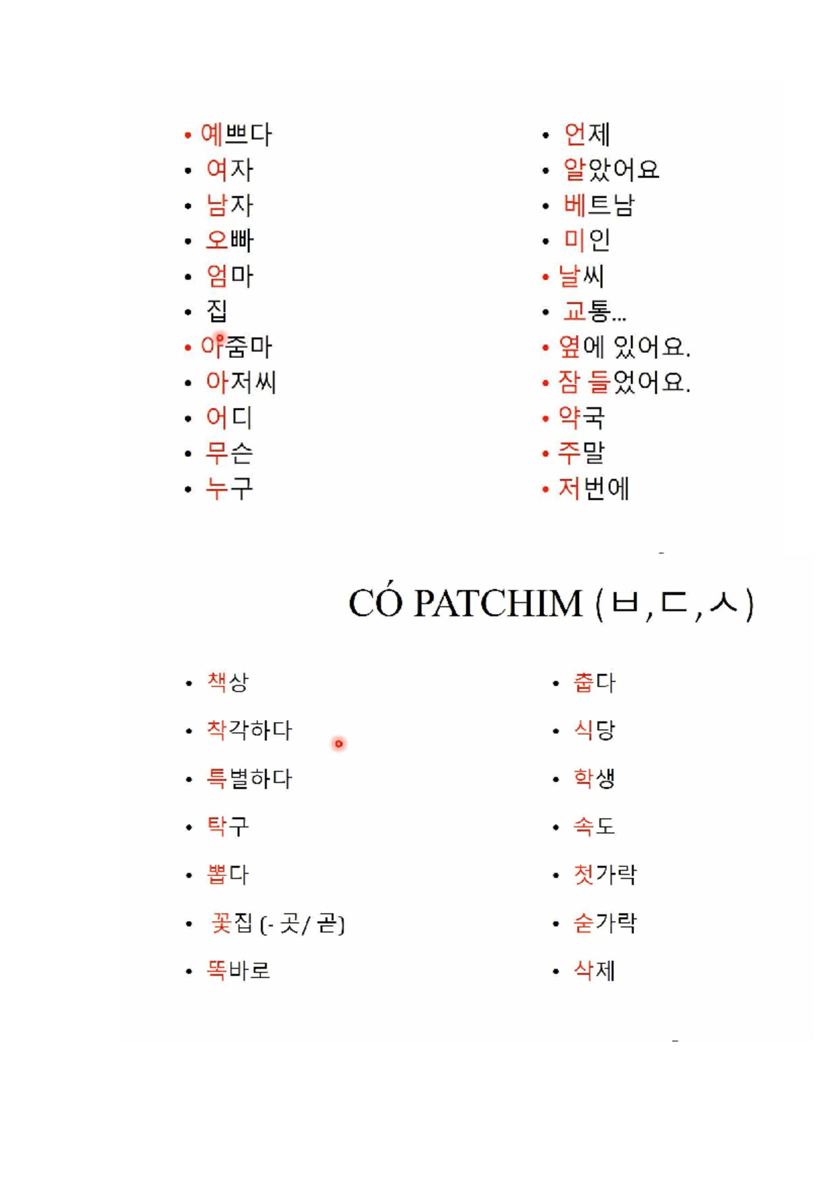 Phát âm - phát âm - OF If Q 01 M OF 01 is 02 OC OF CÓ PATCHIM ( b, , C ...