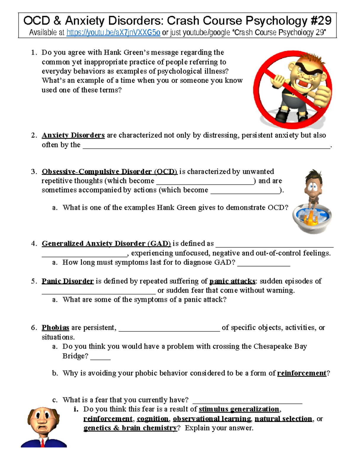 Crash Course Psychology 29: Understanding OCD & Anxiety Disorders - Studocu