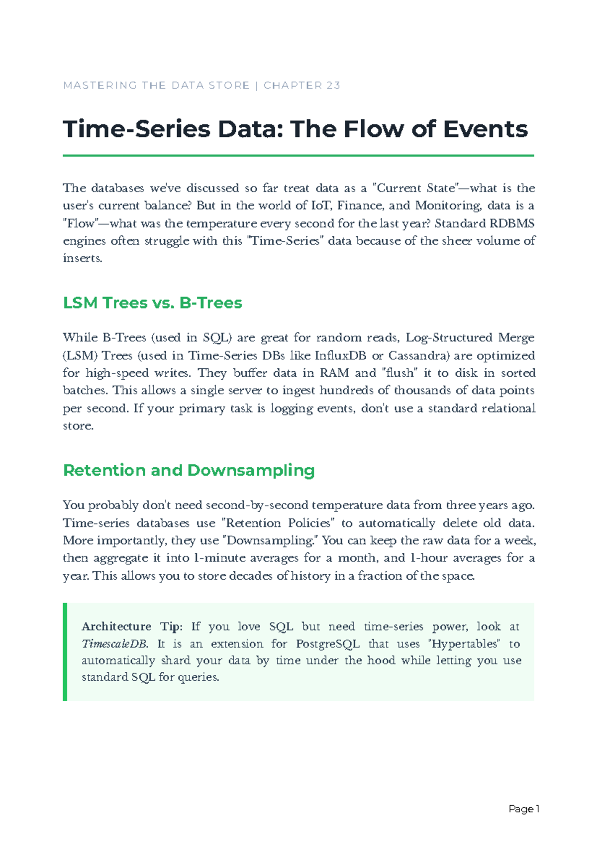 Mastering the Data Store: Chapter 23 - Time-Series Data Flow - Studocu